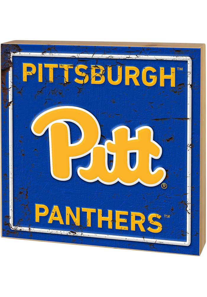 KH Sports Fan Pitt Panthers BLUE Rusted Block Sign - 6970472
