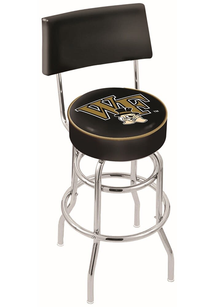 Wake Forest Demon Deacons Double-Ring Swivel with Back BLACK Pub Stool ...