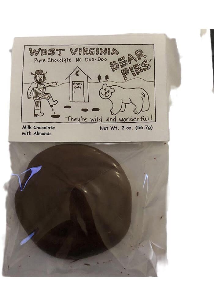 West Virginia BROWN Bear Pies Milk Chocolate Almonds Candy - 70120015