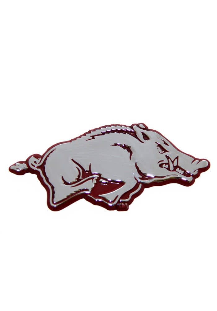 Arkansas Razorbacks SILVER Red Chrome Car Emblem - 7020627