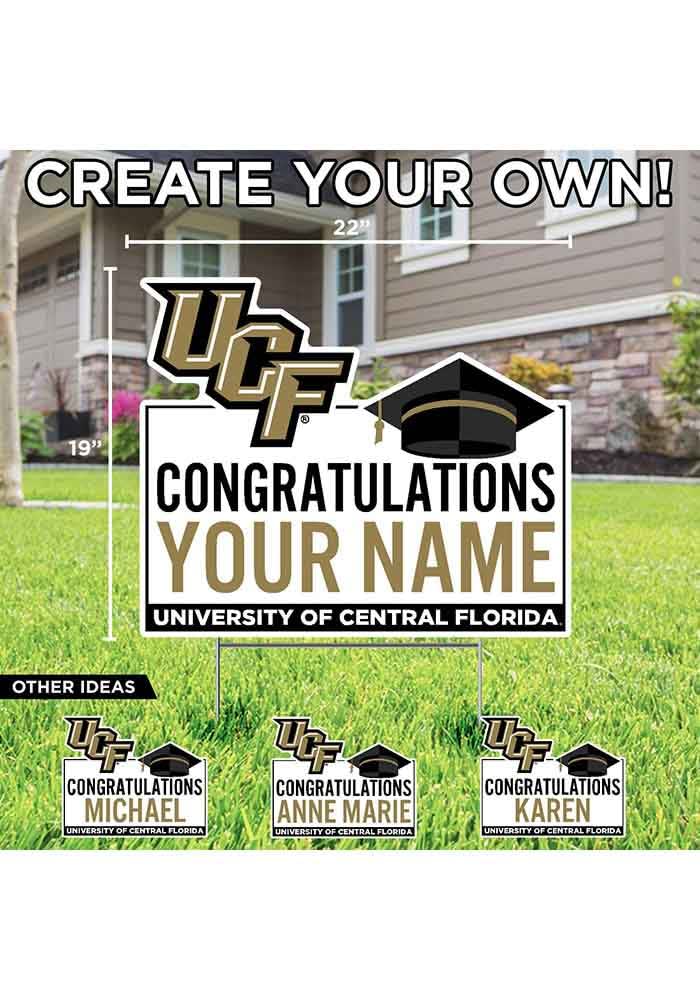 UCF Knights White Personalized Congratulations Grad Yard Sign - 7028396