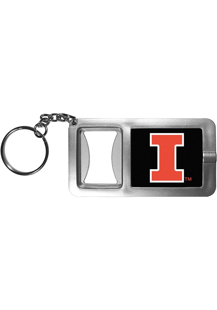 Illinois Fighting Illini SILVERGREY Flashlight Bottle Opener Keychain ...