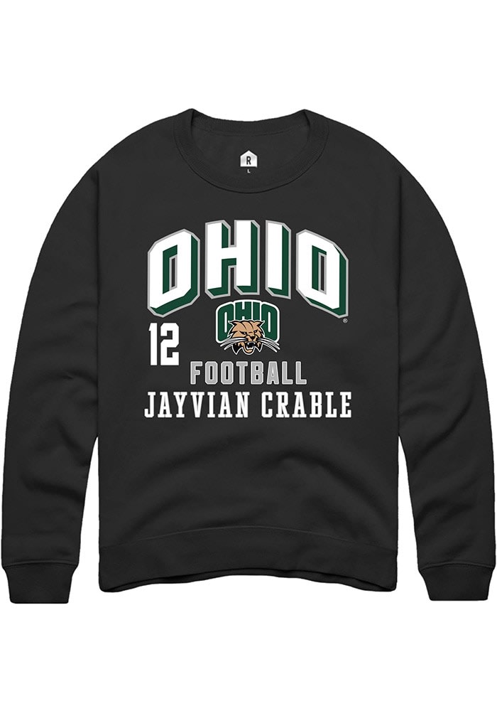 Jayvian Crable Ohio Bobcats Mens BLACK Football NIL Arch Logo Player ...