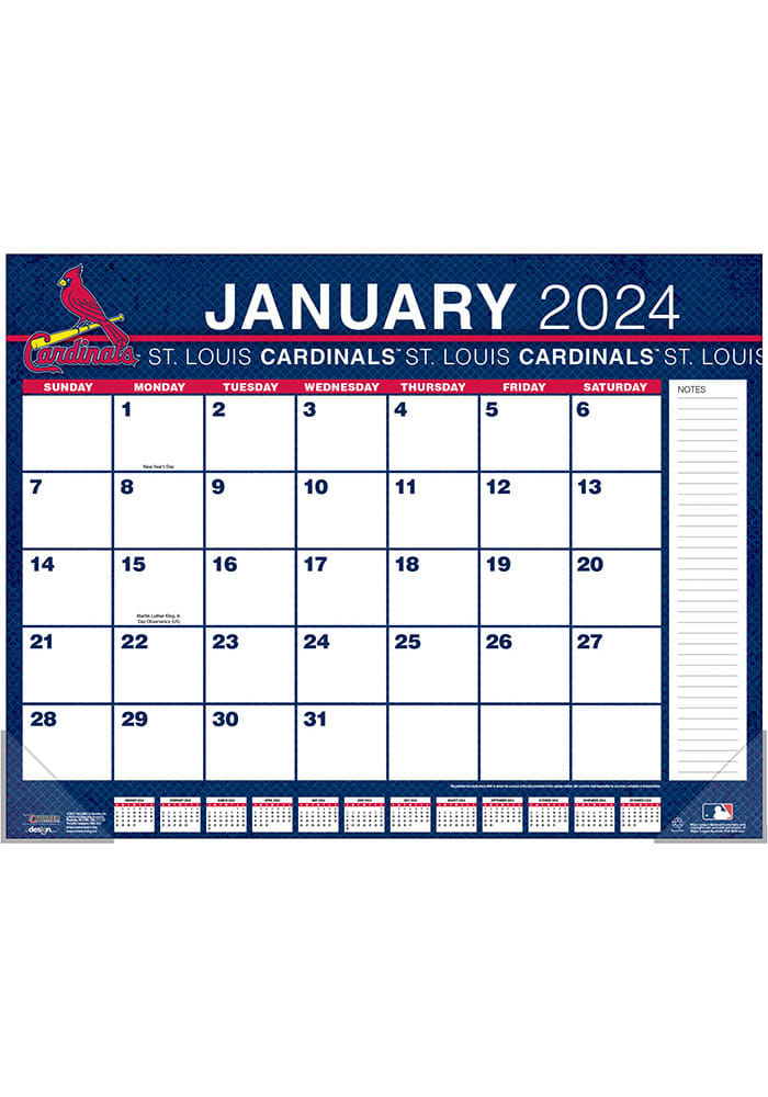 St Louis Cardinals 2024 Desk Pad Desk Calendar - WHITE