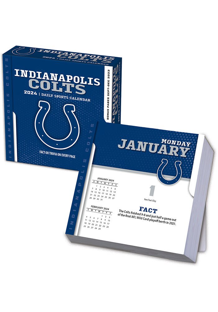 Indianapolis Colts WHITE 2024 Boxed Dailey Calendar - 7130669
