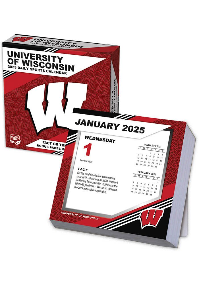 Wisconsin Badgers CARDINAL 2025 Box Calendar Calendar - 7130765