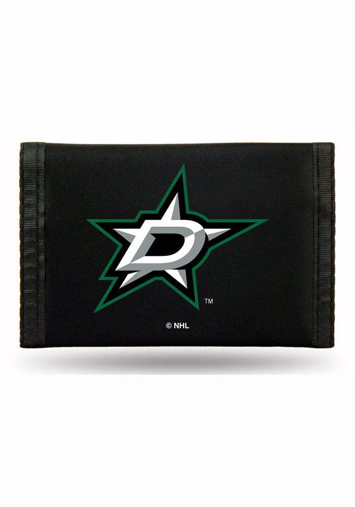 Dallas Stars BLACK Nylon Mens Trifold Wallet - 7140693