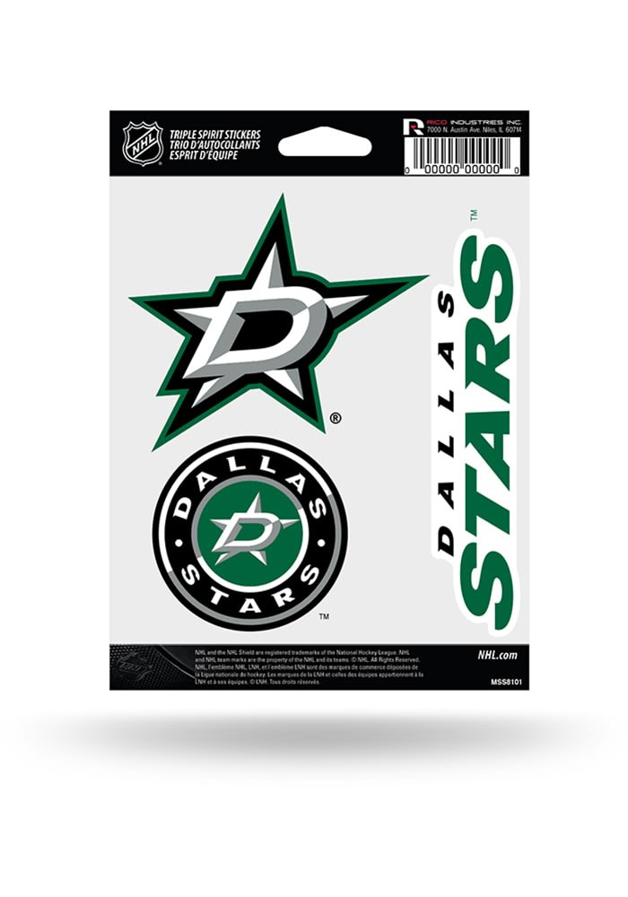 Dallas Stars GREEN 3pk Auto Decal - 7141293