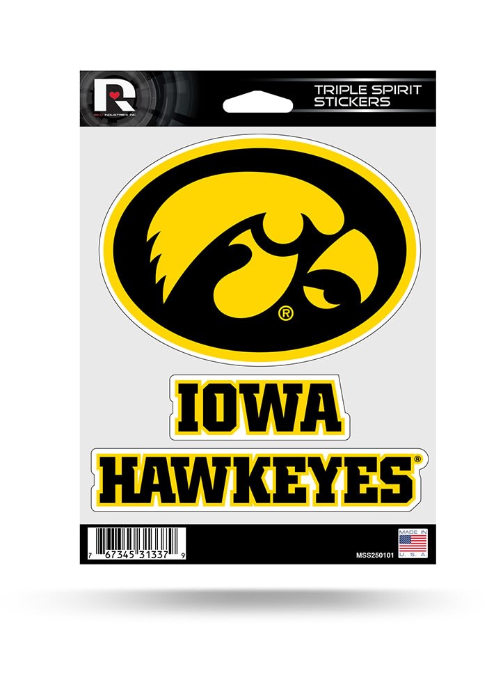 Iowa Hawkeyes YELLOW 3PK Auto Decal - 7141303