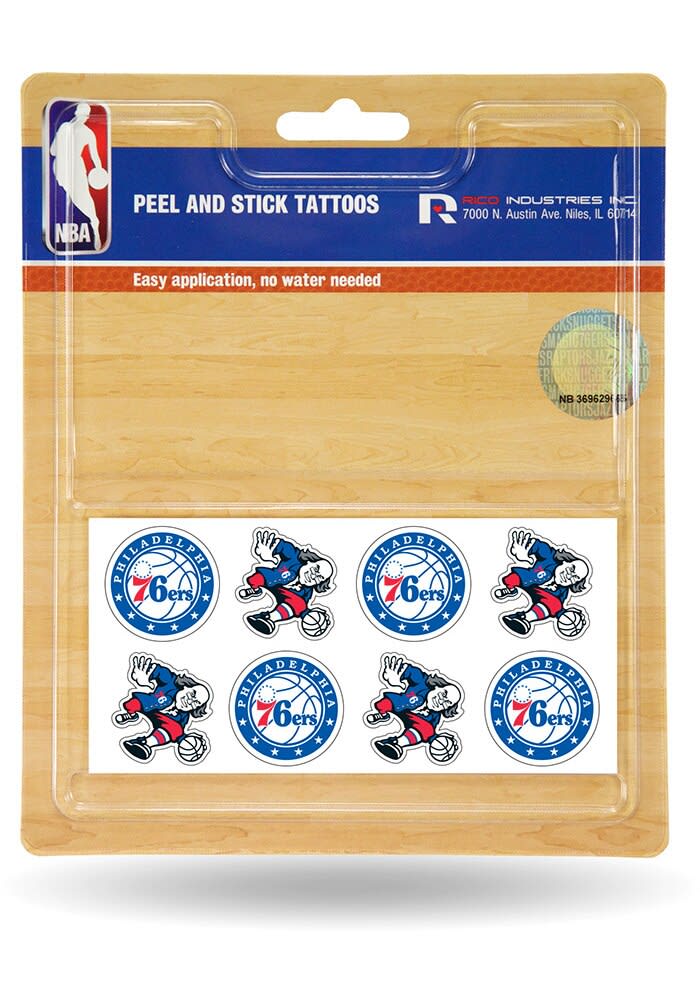 Philadelphia 76ers 8pk Team Logo Face Tattoo - BLUE