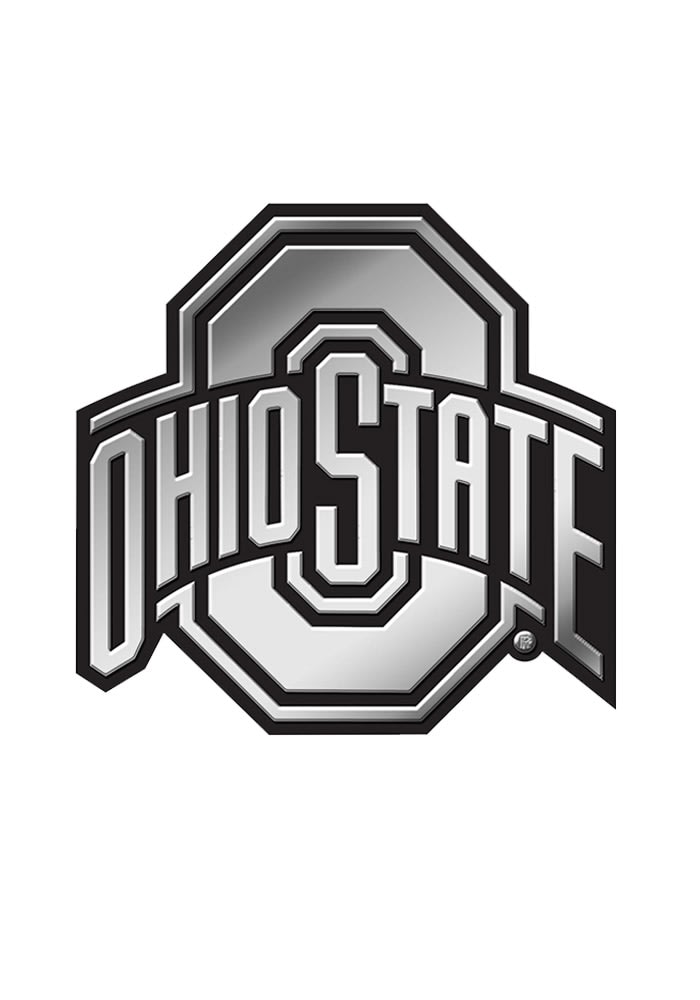SILVER Ohio State Buckeyes Molded Plastic Car Emblem - 7141837