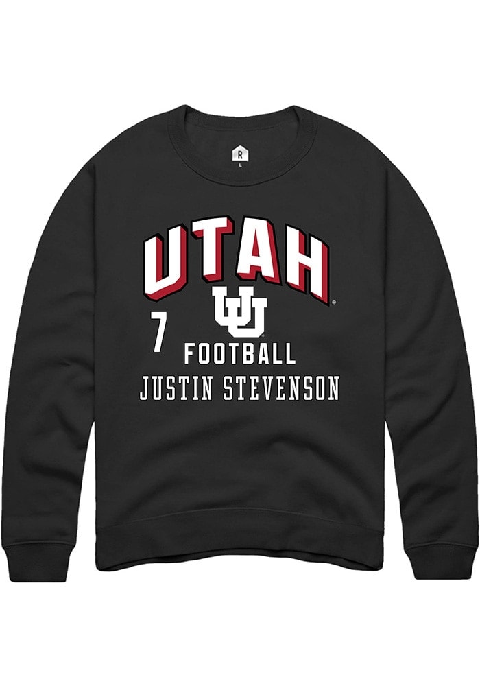 Justin Stevenson Mens BLACK Utah Utes Football NIL Arch Logo Player ...