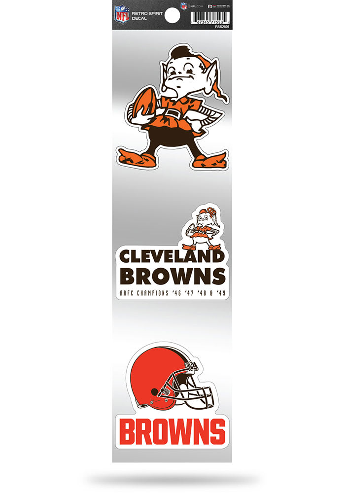 Brownie Cleveland Browns ORANGE 3 Pack Retro Auto Decal - 7142649