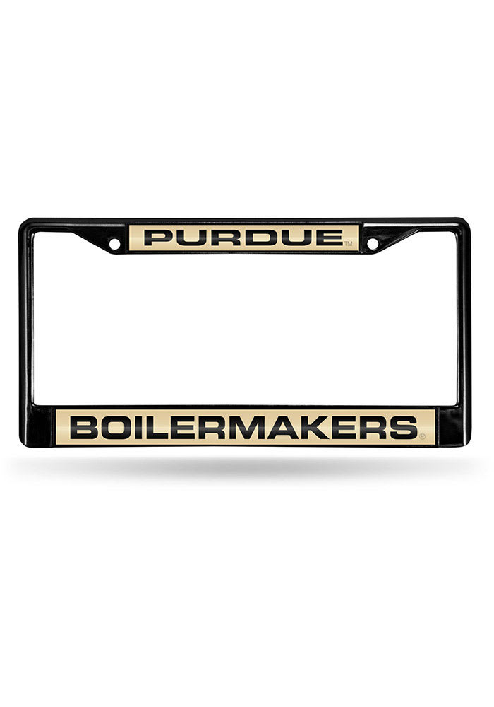 BLACK Purdue Boilermakers Black Laser Chrome License Plate Frame - 7142886