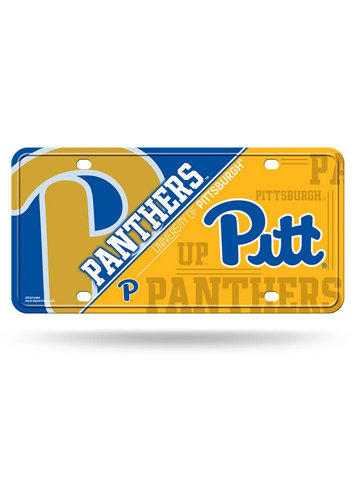 YELLOW Pitt Panthers Metal License Plate