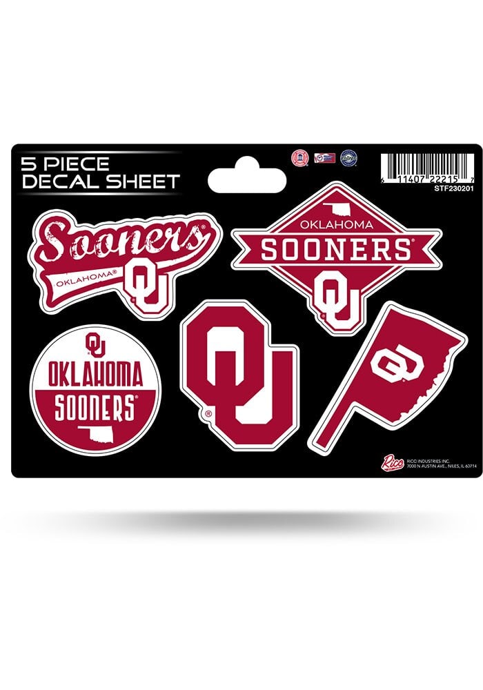 Oklahoma Sooners Red 5pc Auto Decal - 7143199