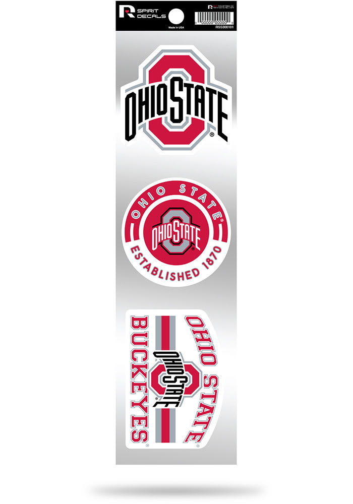 Ohio State Buckeyes SCARLET 3pk Retro Auto Decal - 7143787