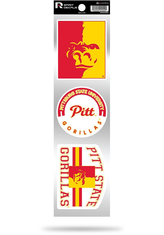Pitt State Gorillas 3pk Retro Auto Decal - RED