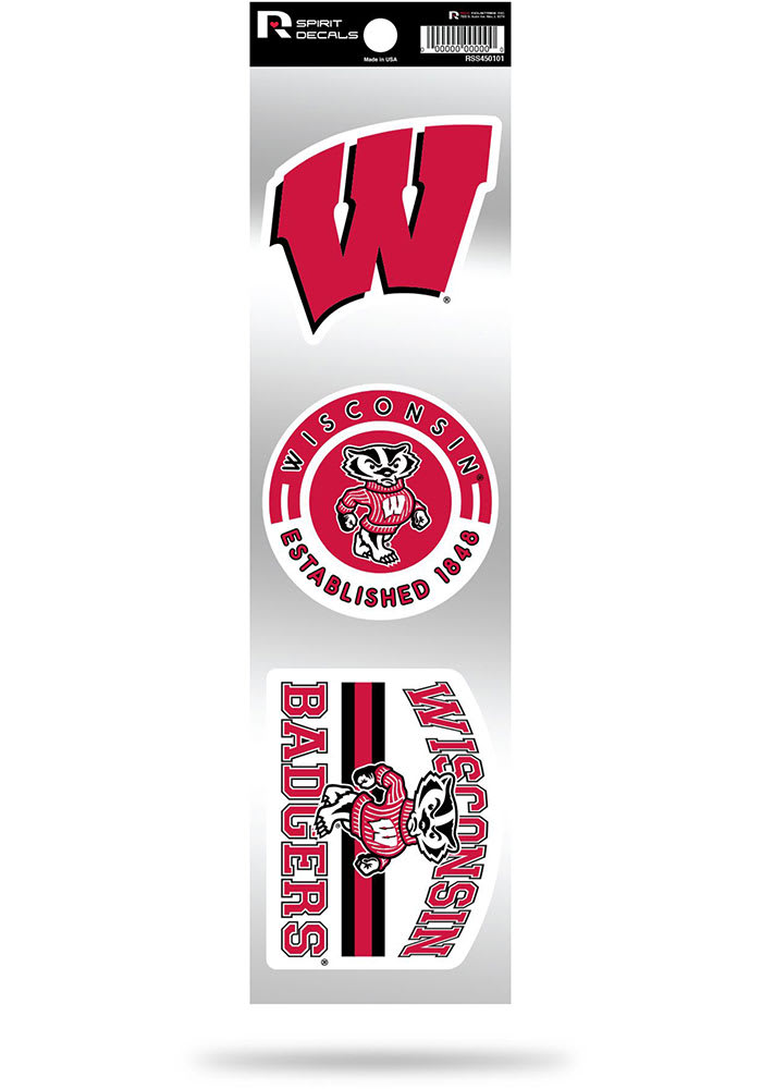 Wisconsin Badgers CARDINAL 3pk Retro Auto Decal - 7143842