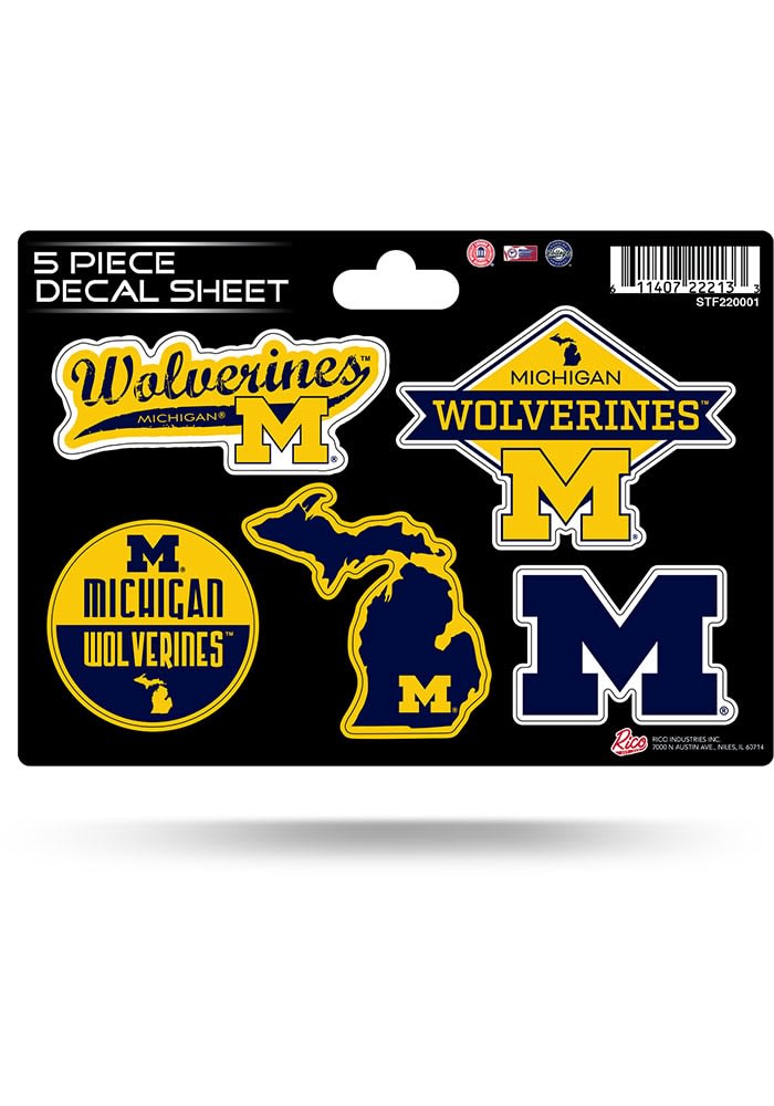 Michigan Wolverines BLUE 5pk Auto Decal - 7143845