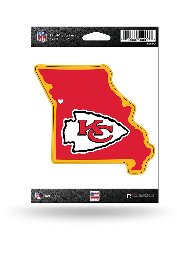 Kansas City Chiefs RED State Shape Auto Decal - 7143929