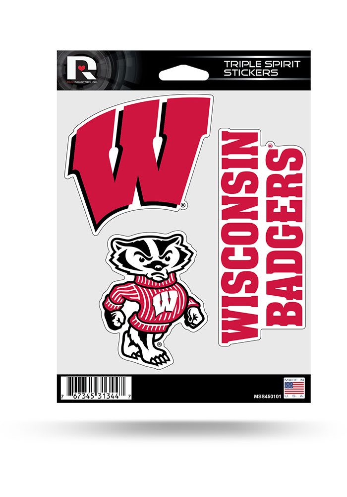 Wisconsin Badgers Red Triple Spirit Auto Decal - 7143939