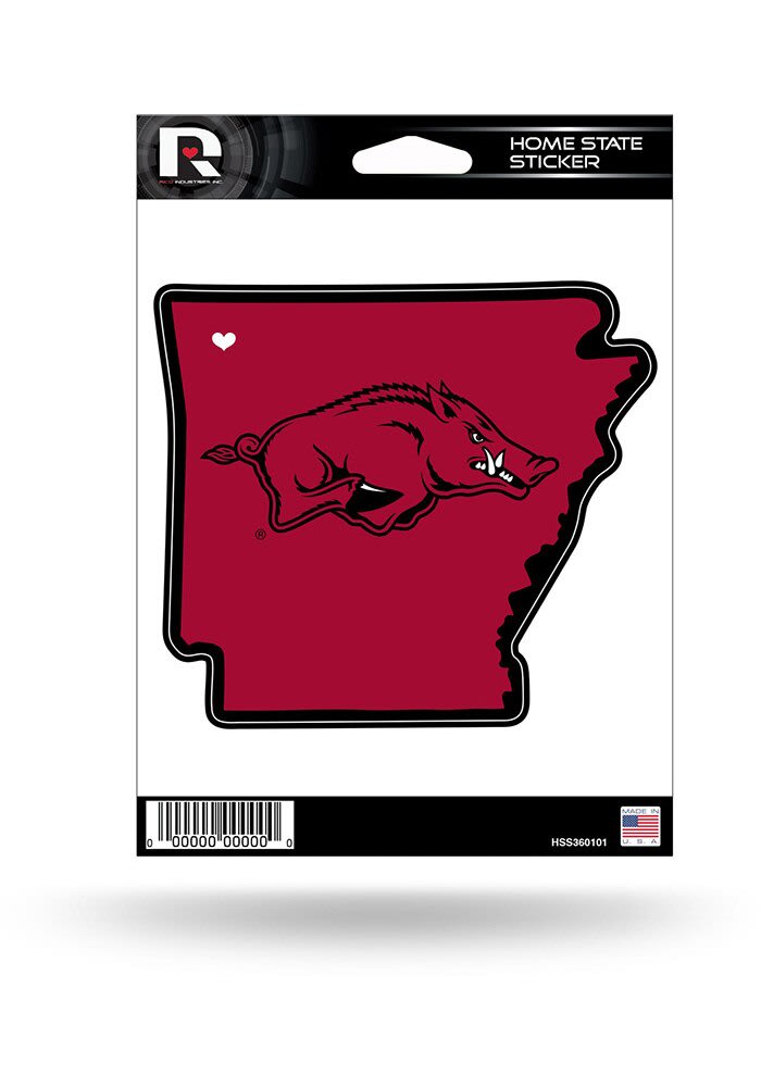Arkansas Razorbacks Red State Shape Auto Decal - 71440101