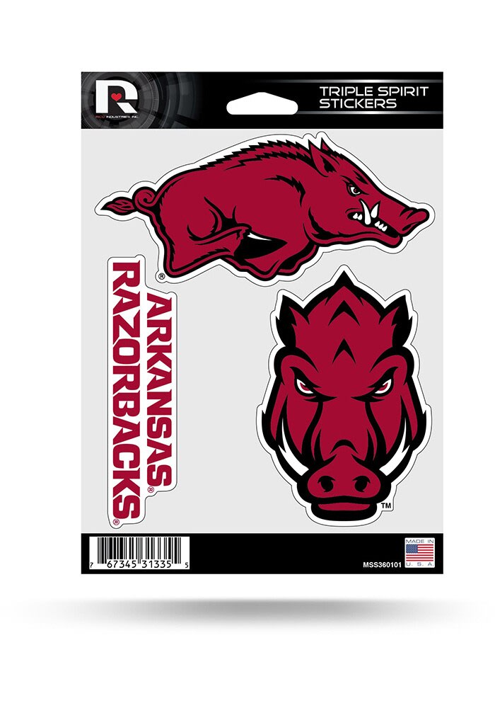 Arkansas Razorbacks Red Triple Spirit Auto Decal - 71440102