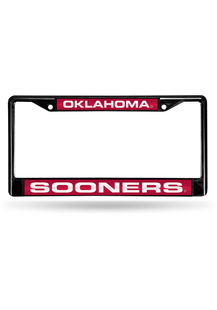 Oklahoma Sooners License Plate Frame - Oklahoma Sooners CRIMSON Black ...