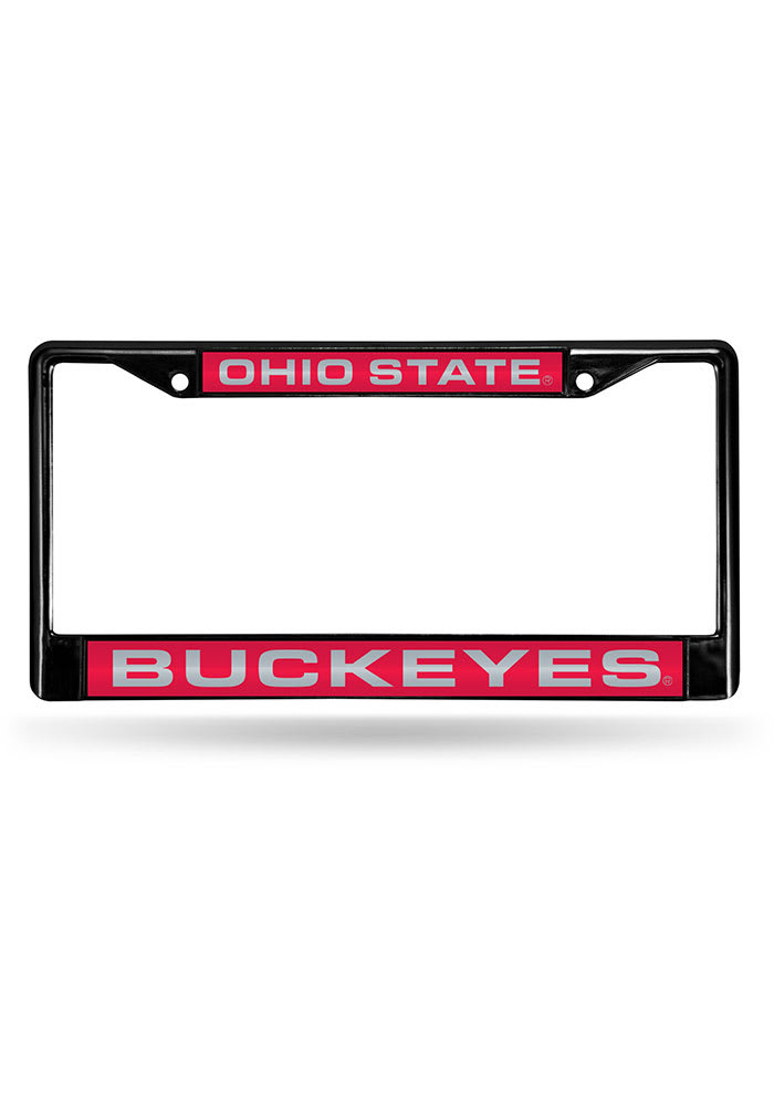 SCARLET Ohio State Buckeyes Black Chrome License Plate Frame - 7144023