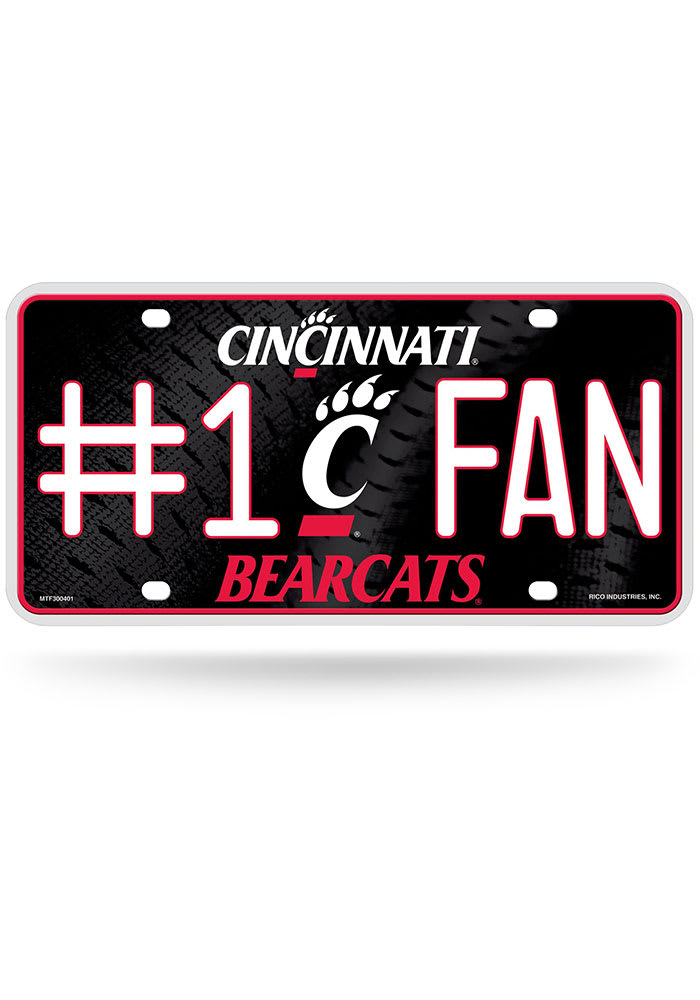 Cincinnati Bearcats License Plate- Cincinnati Bearcats Red #1 Fan Metal ...