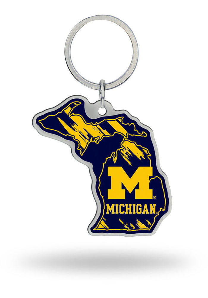 Michigan Wolverines BLUE State Shape Keychain - 7144299