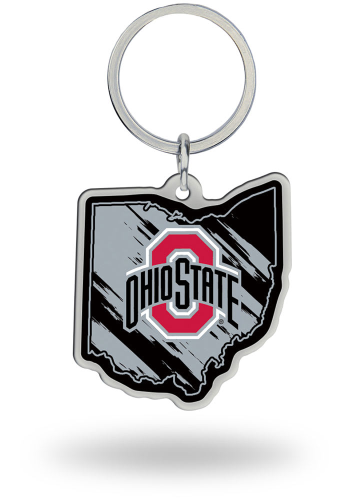 Ohio State Buckeyes SCARLET State Shape Design Keychain
