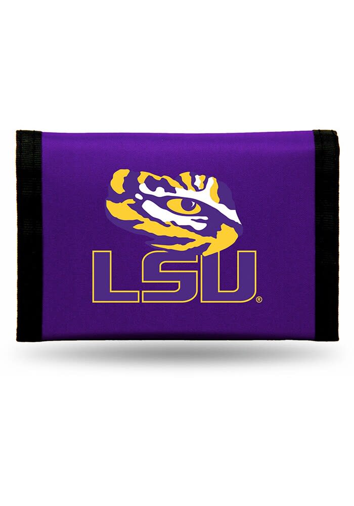 LSU Tigers Nylon Mens Trifold Wallet - Brown