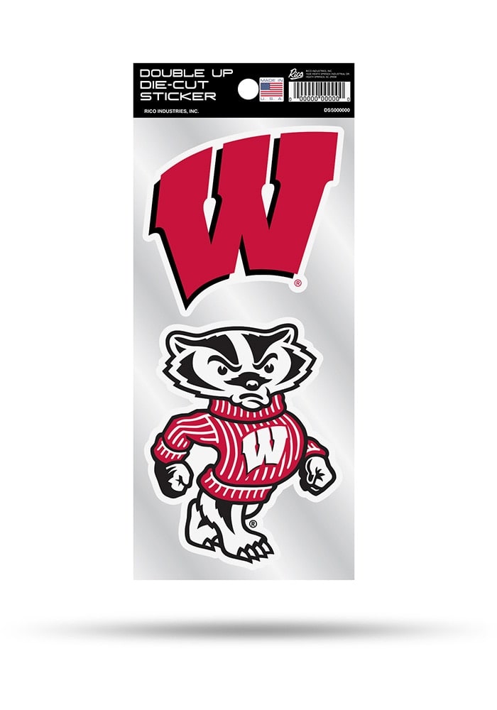 Wisconsin Badgers Red Double Up Auto Decal - 7144741