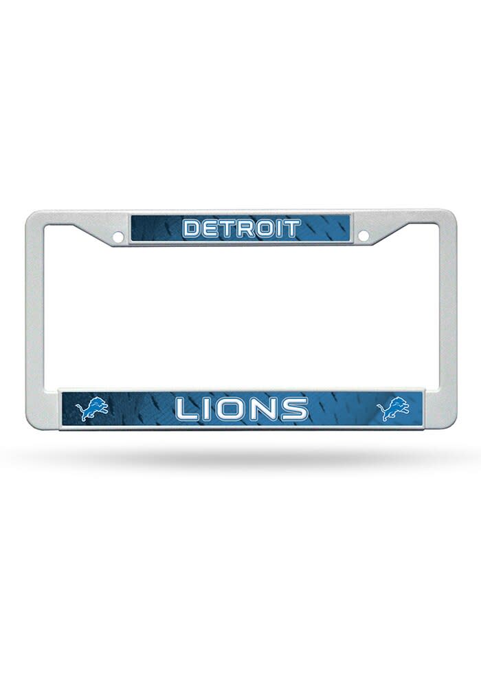 Detroit Lions License Plate Frame - Detroit Lions BLUE Plastic White ...