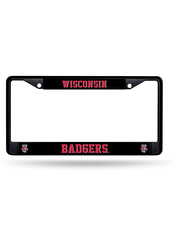 Wisconsin Badgers License Plate Frame - Wisconsin Badgers BLACK Chrome ...