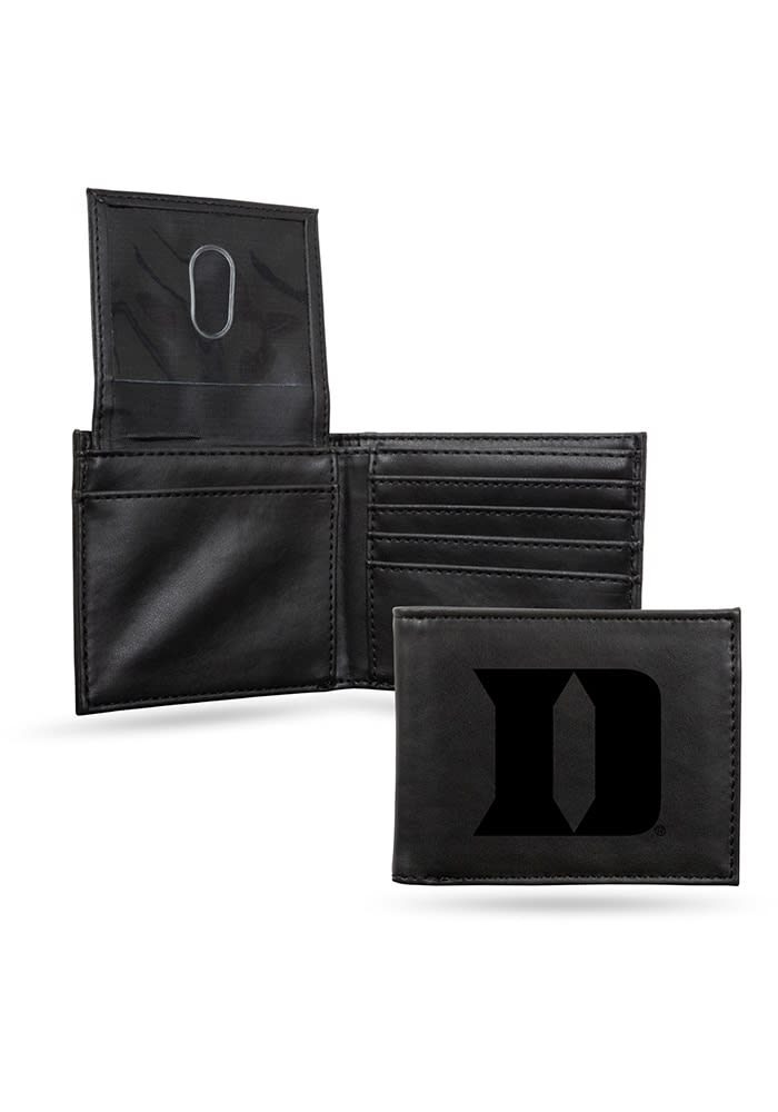 Duke Blue Devils BLACK Embossed Leather Mens Trifold Wallet - 720752303