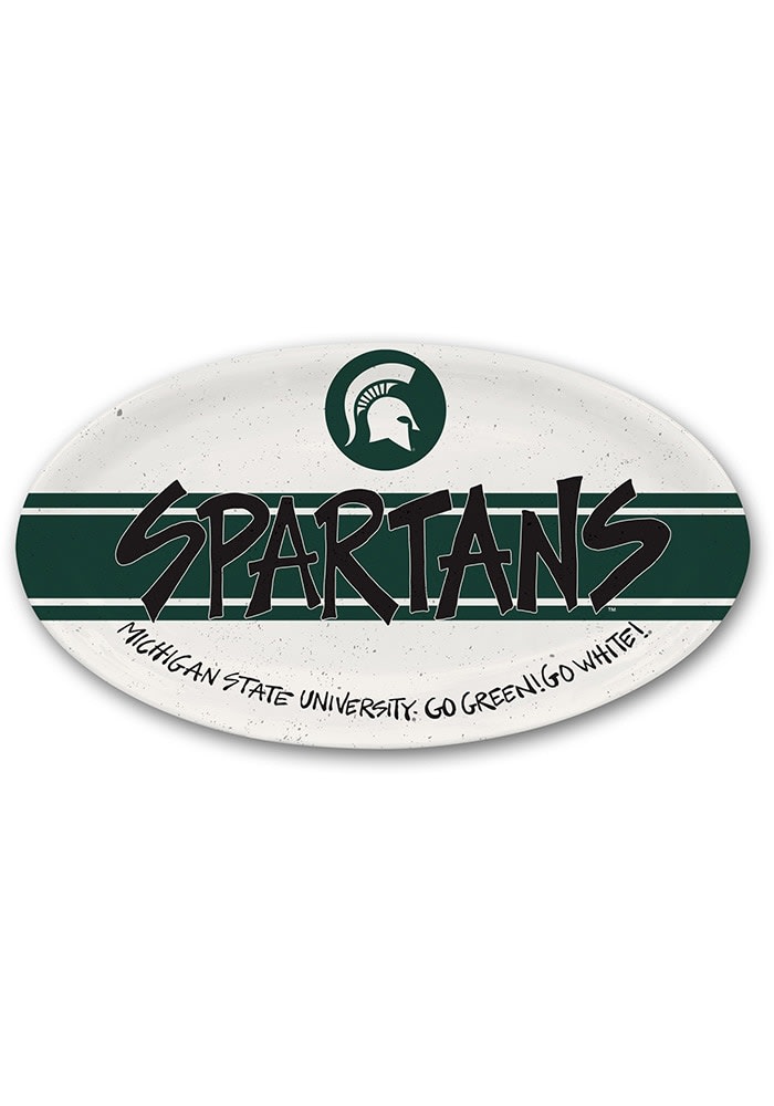 White Michigan State Spartans 6.7" x 12.25" Team Slogan Serving Tray ...
