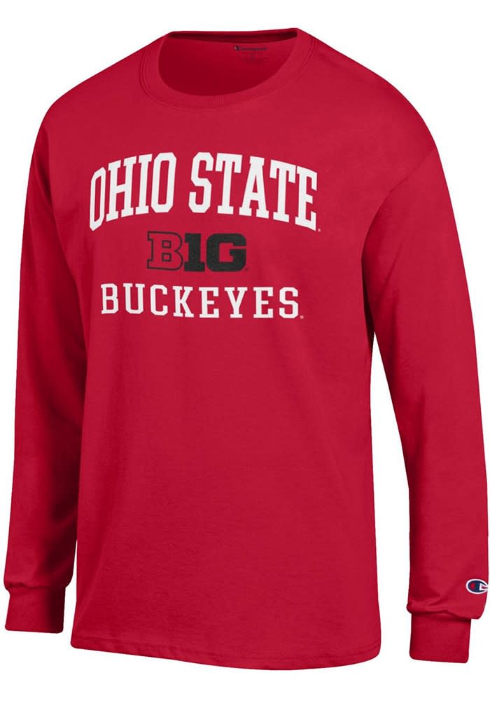 Champion Ohio State Buckeyes Big Ten Jersey Long Sleeve T Shirt SCARLET ...