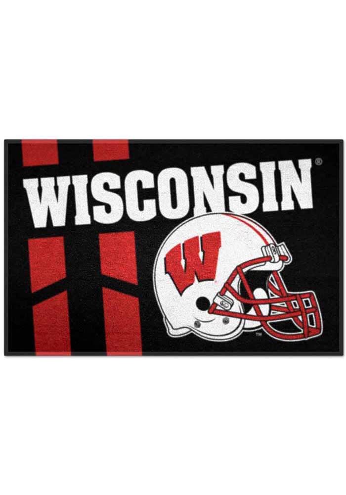 Wisconsin Badgers Helmet Logo Interior Rug BLACK - 722685267