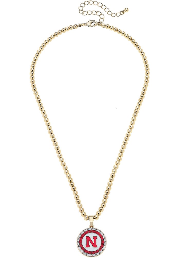 GOLD Pave Disc Nebraska Cornhuskers Womens Necklace - 73184691