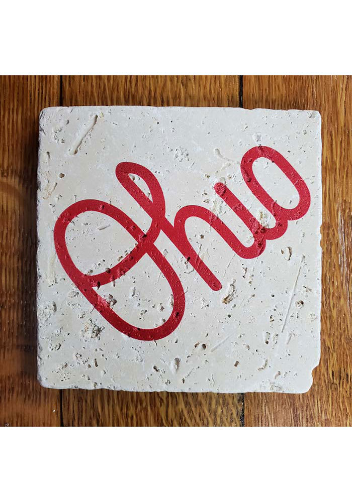 Ohio State Buckeyes RED Ohio Script 4x4 Coaster - 7390137