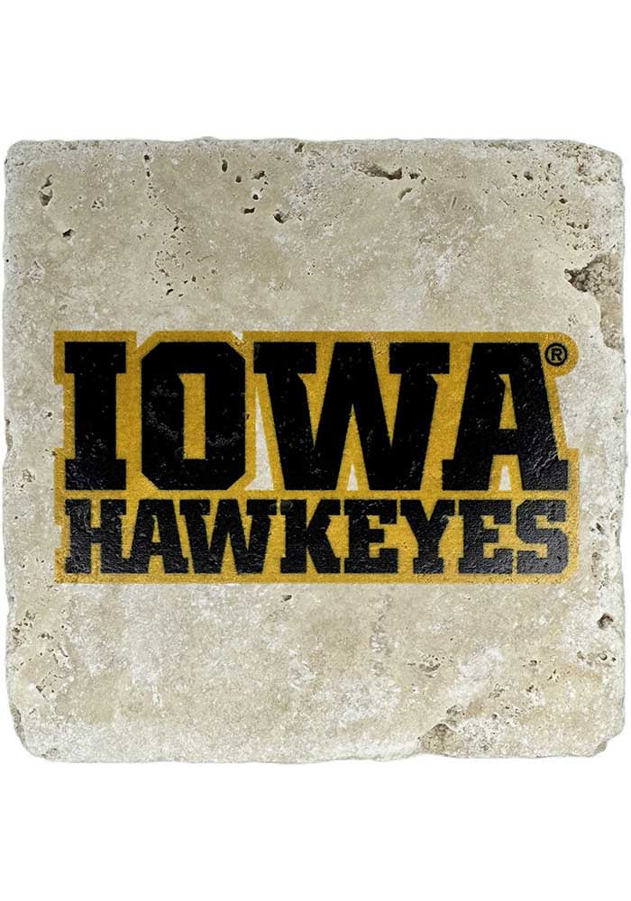 Iowa Hawkeyes BLACK Stacked Text 4x4 Coaster - 7390168