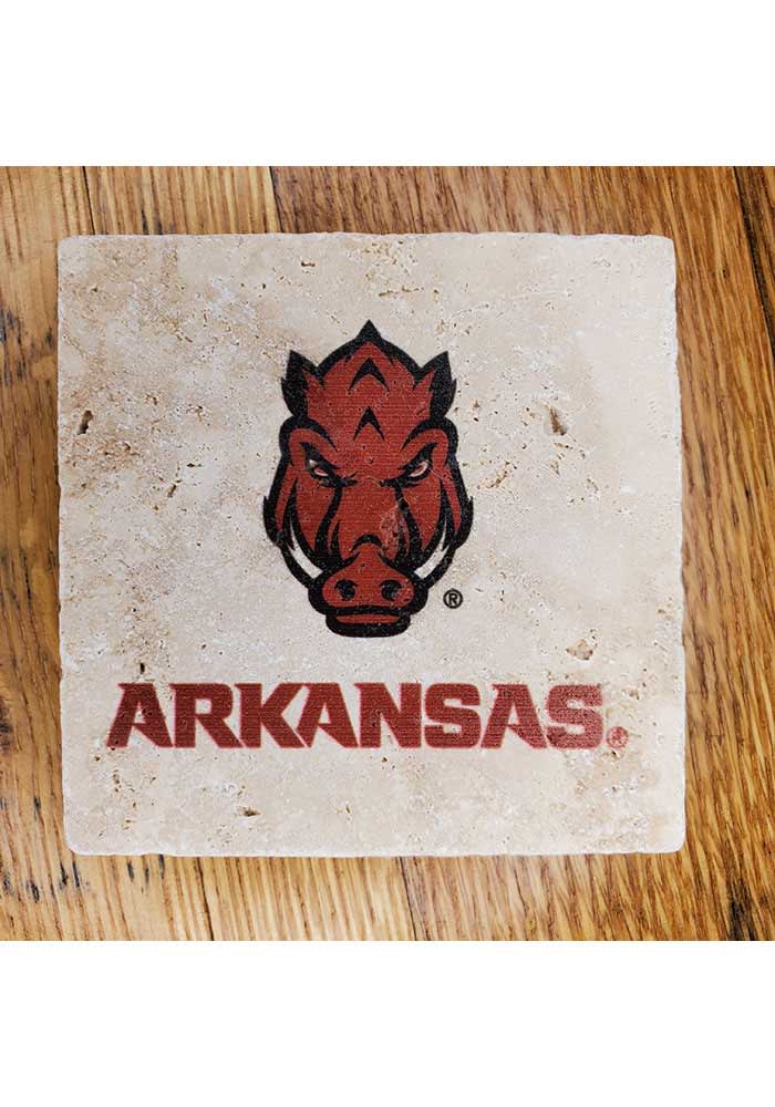 Arkansas Razorbacks Red Secondary Logo 4x4 Stone Coaster - 7390180
