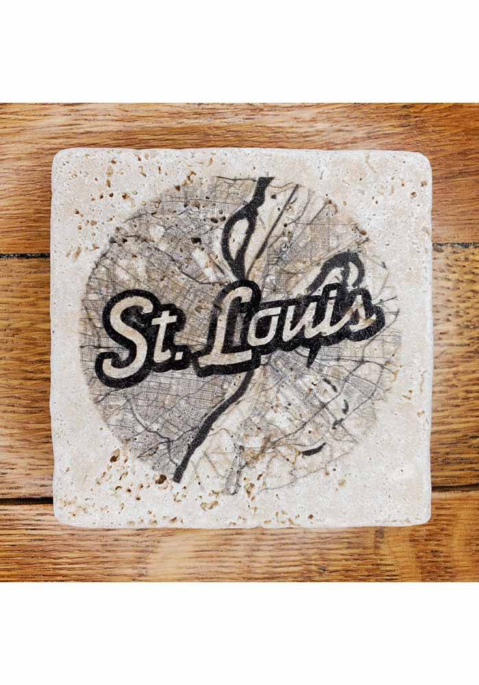 St Louis BLACK Wordmark Script Map Coaster - 7390207