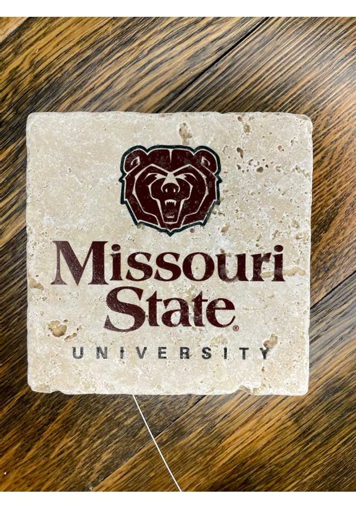 Missouri State Bears MAROON Bear Logo Over Wordmark 4x4 Stone Coaster ...