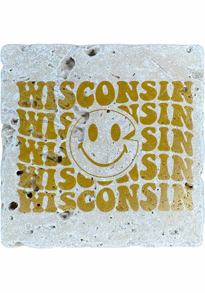 Wisconsin YELLOW Smiley Face Wave Coaster - 7390418
