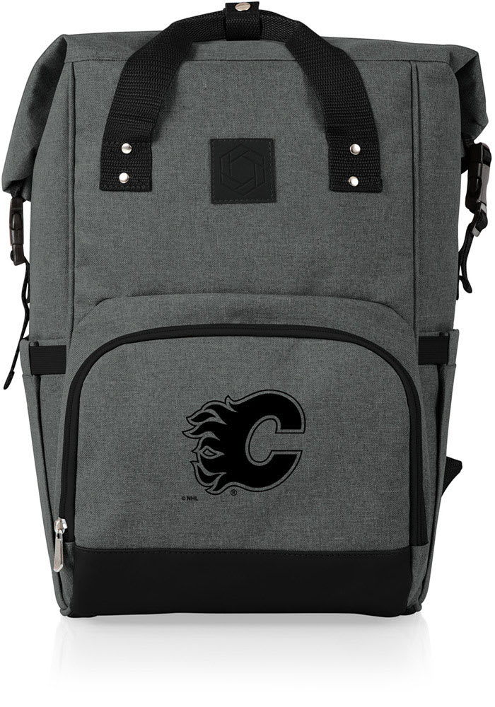 Calgary Flames GRAY Roll Top Backpack Cooler - 74205513