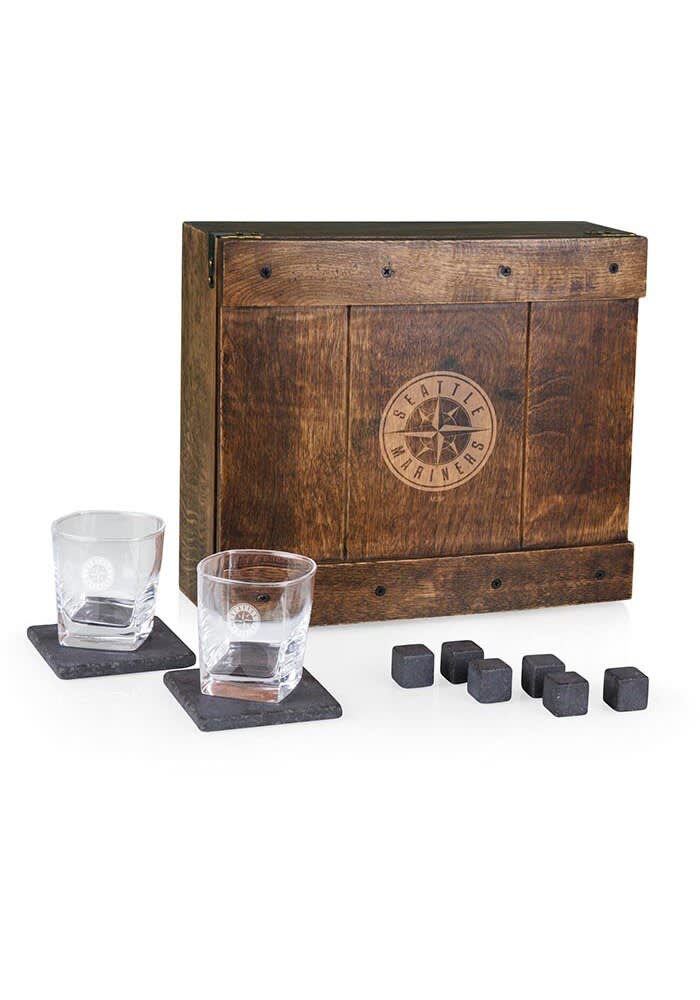 Seattle Mariners Whiskey Box Gift Drink Set - BROWN